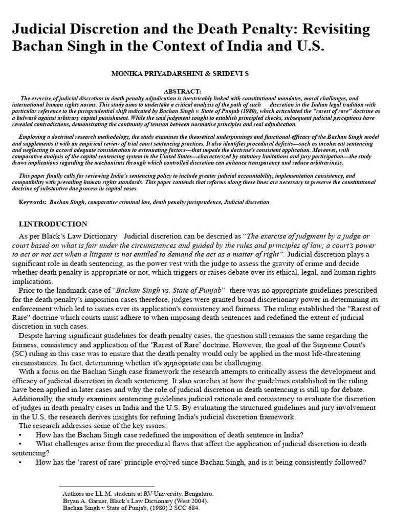 Judicial Discretion and The Death Penalty IJMH | PDF | Mitigating ...