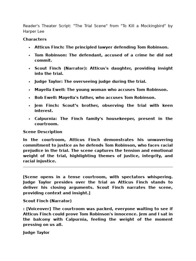 "To Kill a Mockingbird: Trial Scene Script" | PDF | Judiciaries
