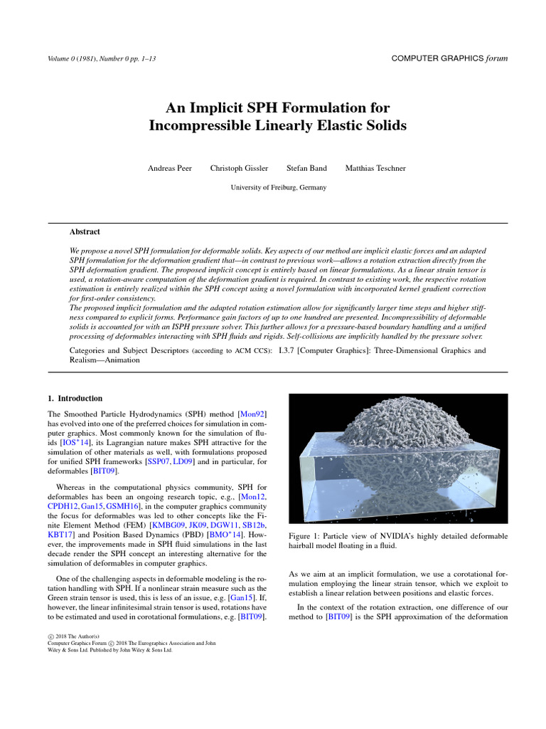 An Implicit SPH Formulation For Incompressible Linearly Elastic Solids ...