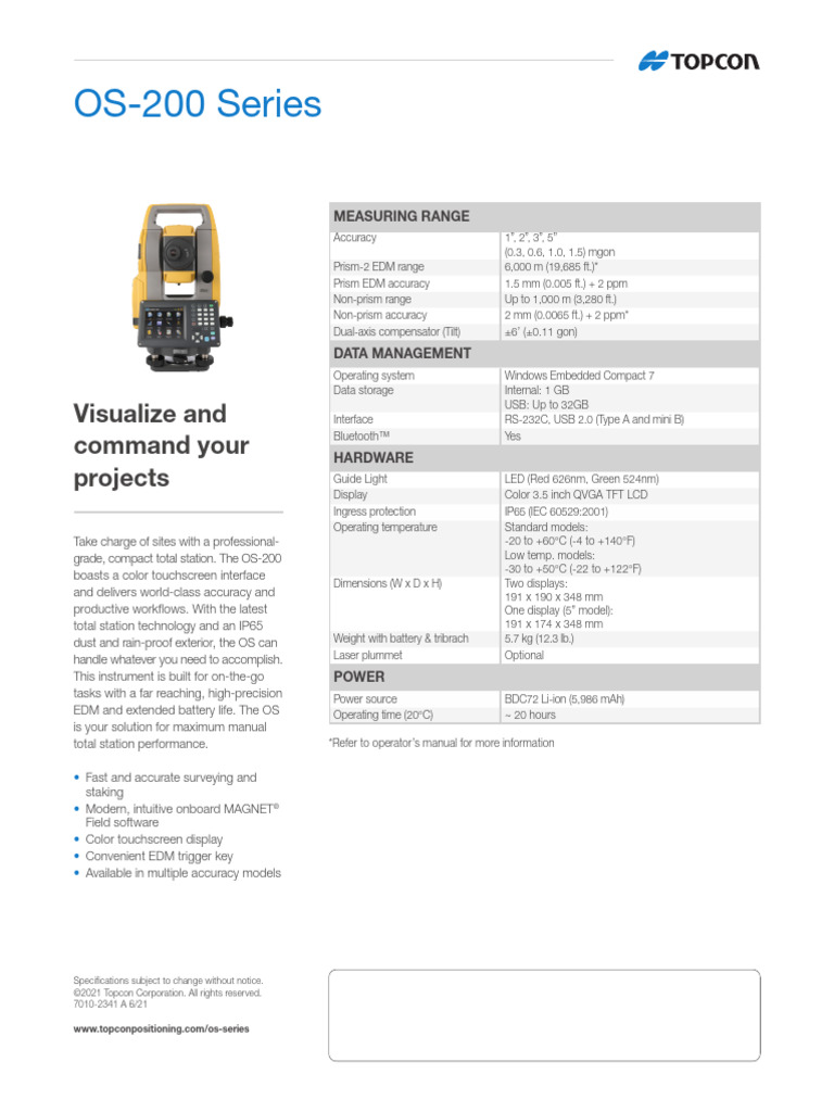 OS-200 Series Total Station Overview | PDF | Computing | Consumer ...