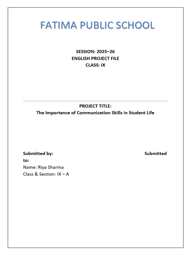 Sample English Project File IX | PDF | Communication | Nonverbal ...