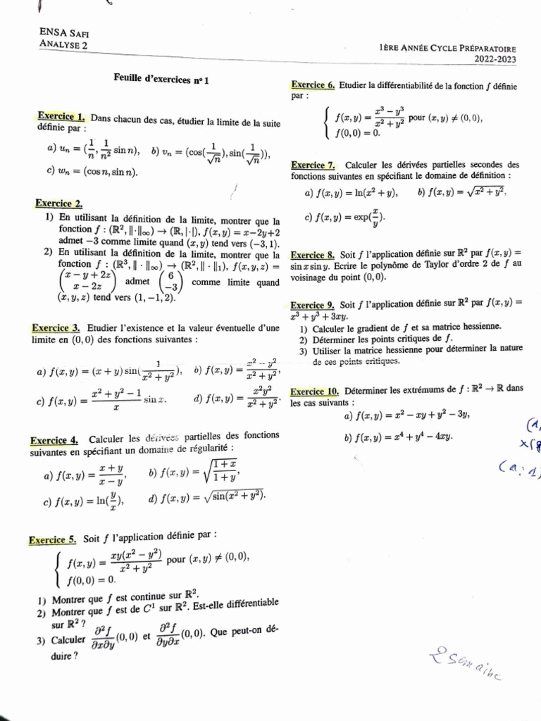 TD et DS analyse 2 | PDF