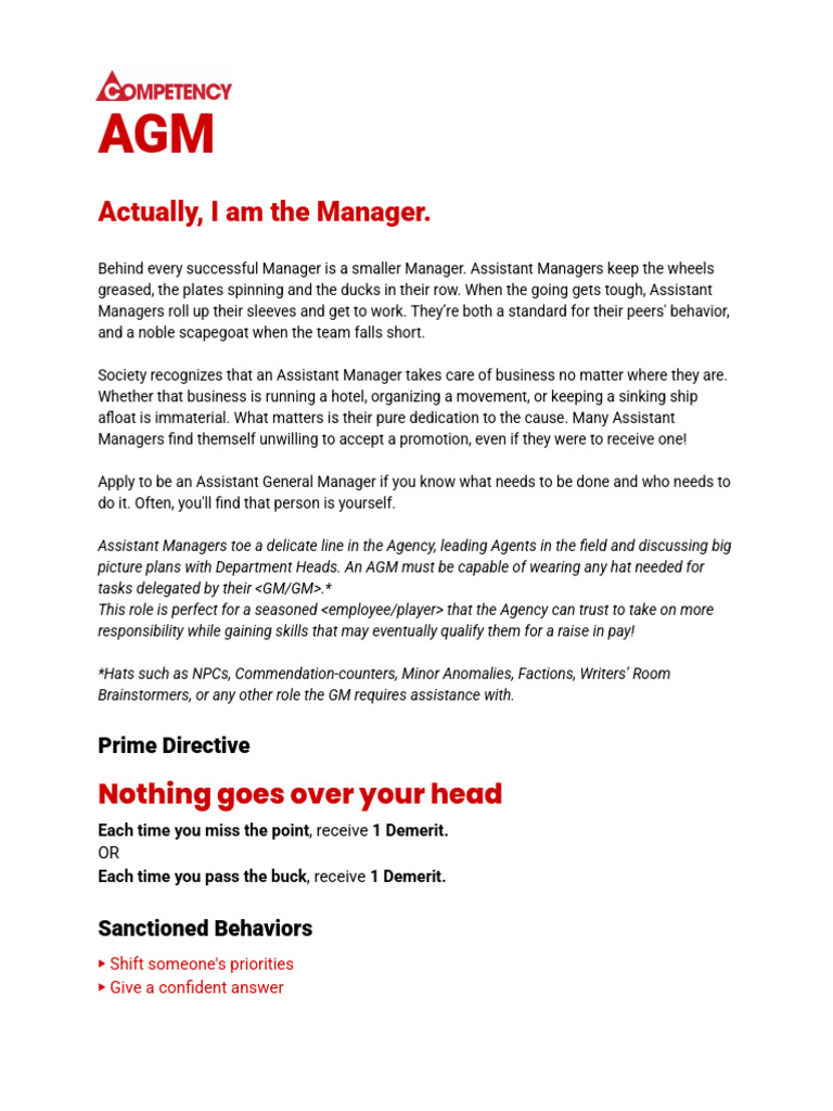 Assistant General Manager Role Overview | PDF | Psychology | Social ...