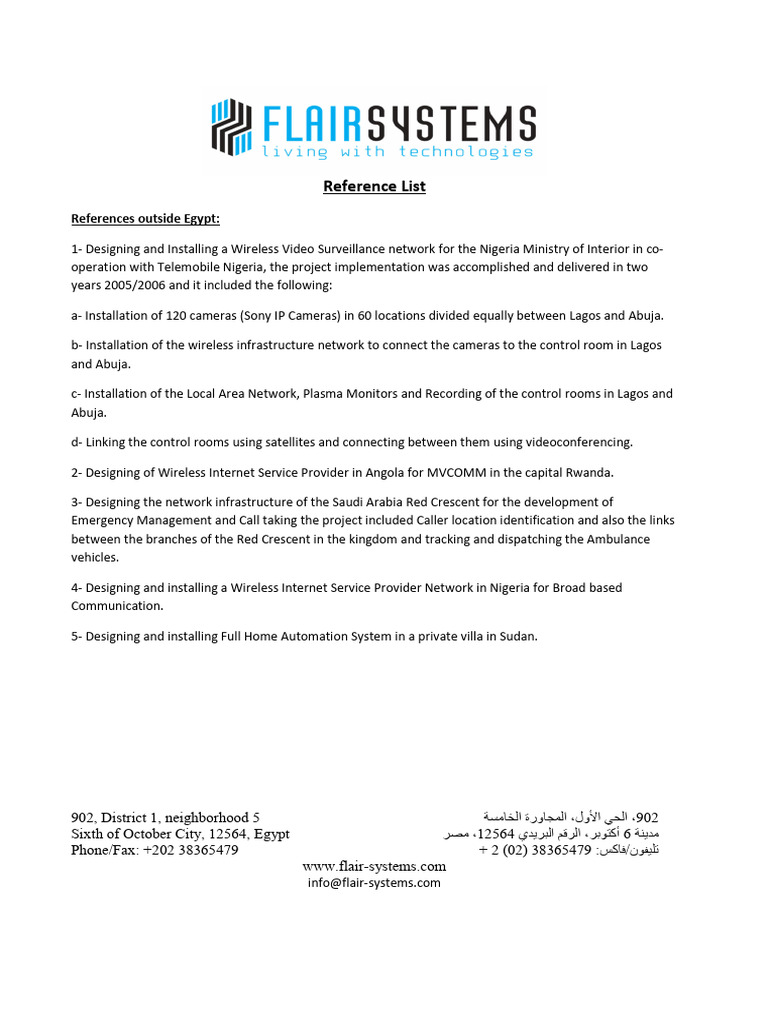 Reference List Flair Systems 2019 | PDF | Closed Circuit Television ...