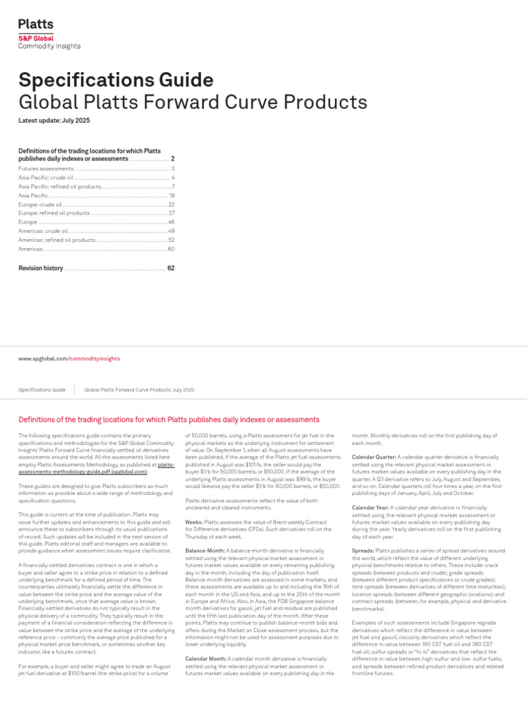 Platts Forward Curve Specifications Guide | PDF | Derivative (Finance ...