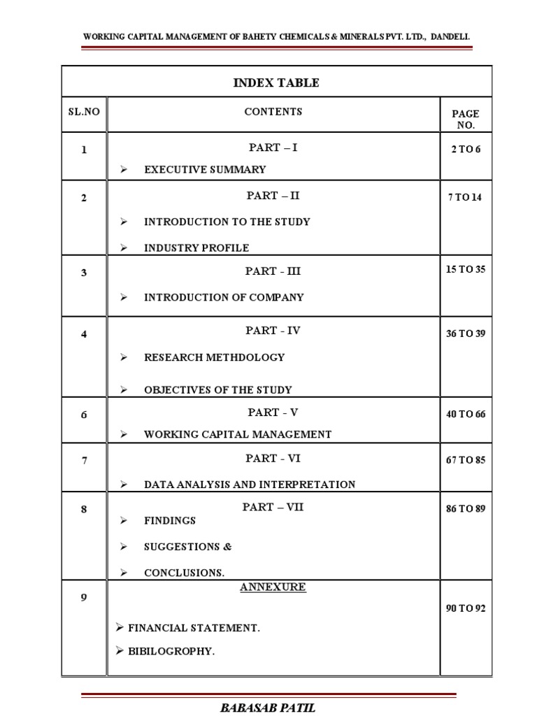 Working Capital Management PROJECT REPORT MBA | PDF | Chemical ...