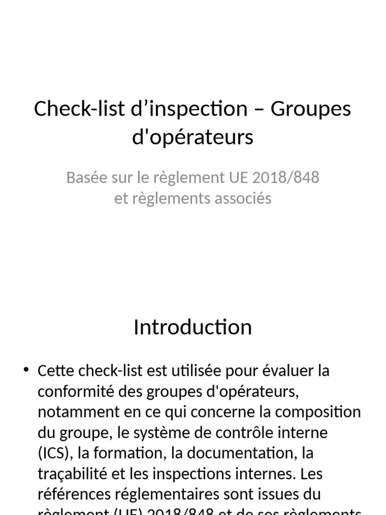 Check-list conformité groupes d'opérateurs | PDF