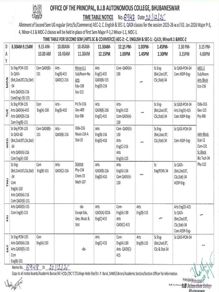 Time Table | PDF