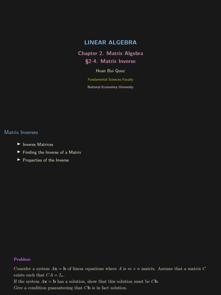 Algebra Nichoson Slides2 4 | PDF | Matrix (Mathematics) | Mathematical ...