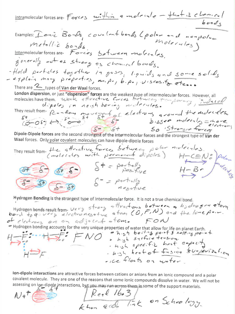 Intermolecular Forces & Chemical Bonding Notes | PDF