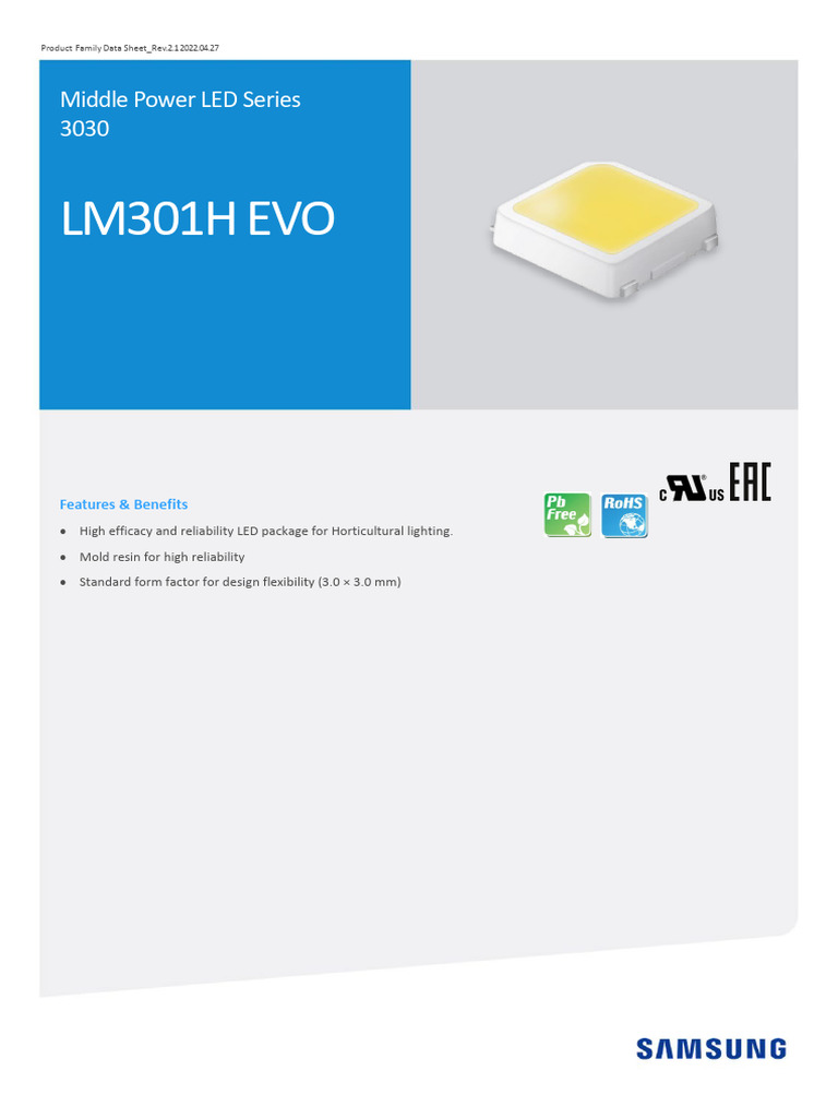 Middle Power LED Series Data Sheet | PDF | Light Emitting Diode | Lead