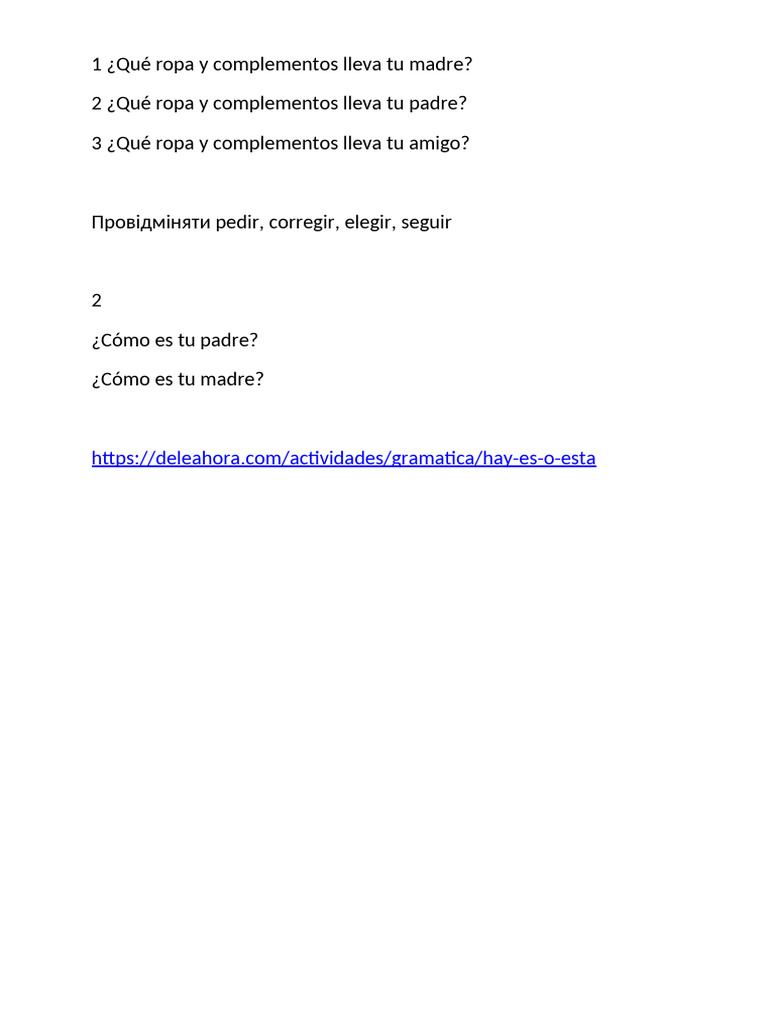 1 ¿Qué Ropa y Complementos Lleva Tu Madre? 2 ¿Qué Ropa y Complementos ...