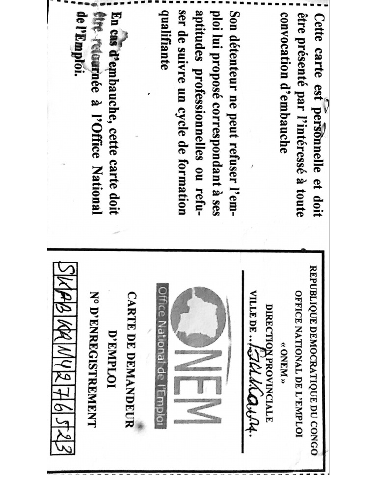 Carte ONEM | PDF