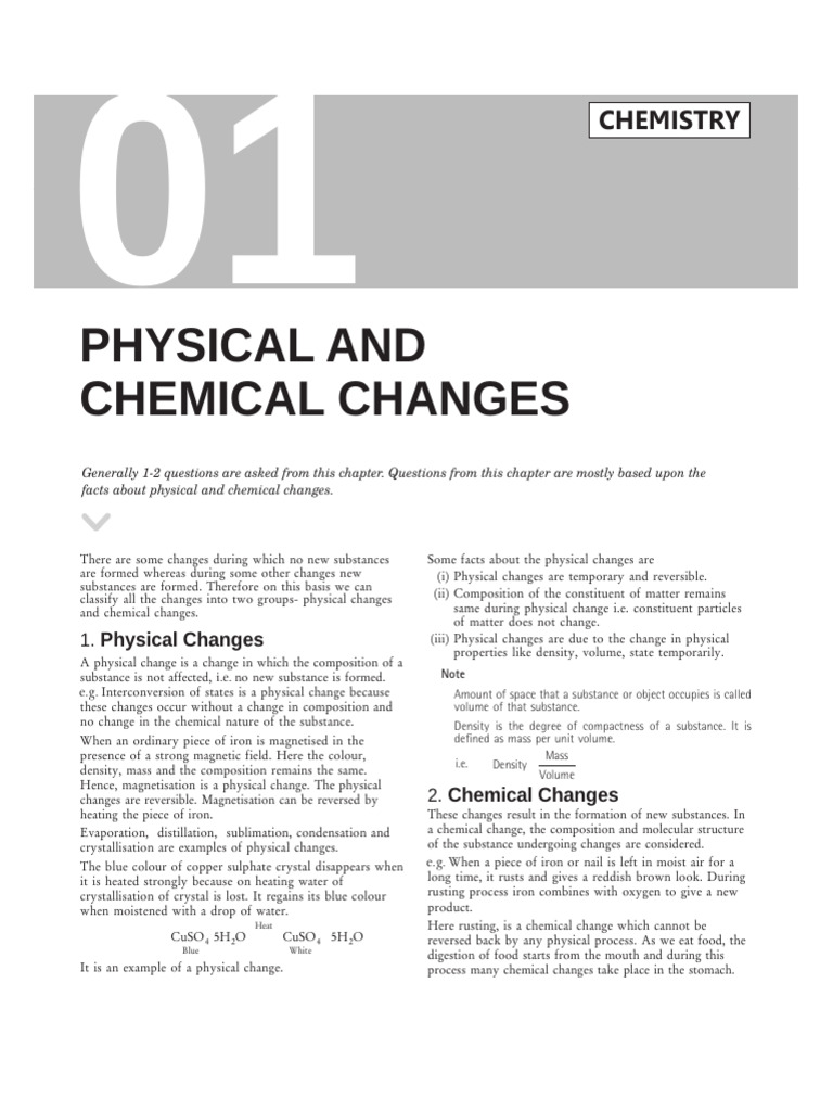Physical vs Chemical Changes Explained | PDF | Solid | Gases