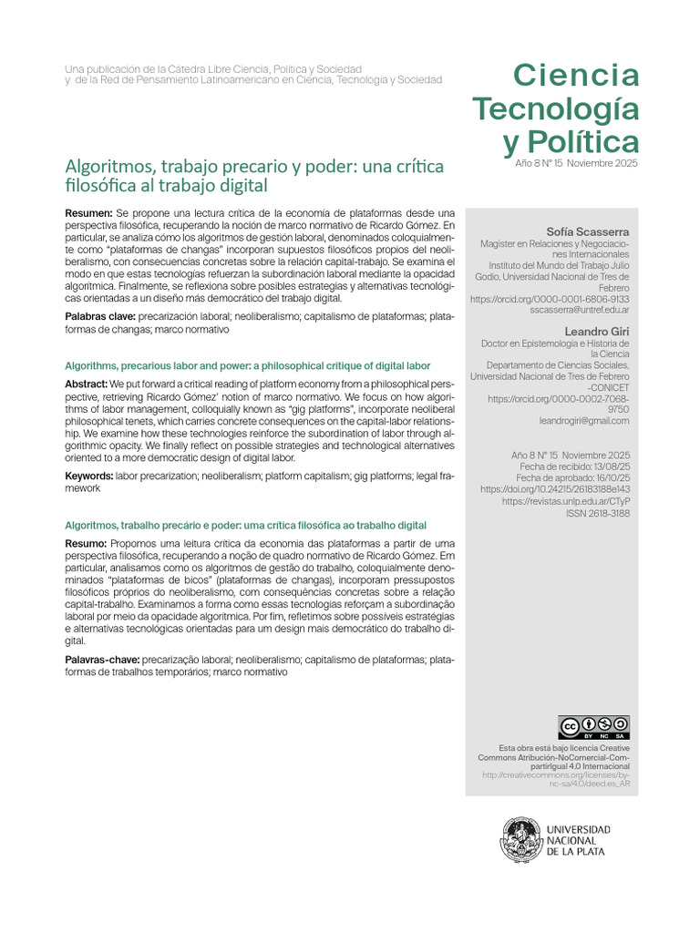 Algoritmo y Trabajo Precario | PDF | Karl Popper | Racionalidad