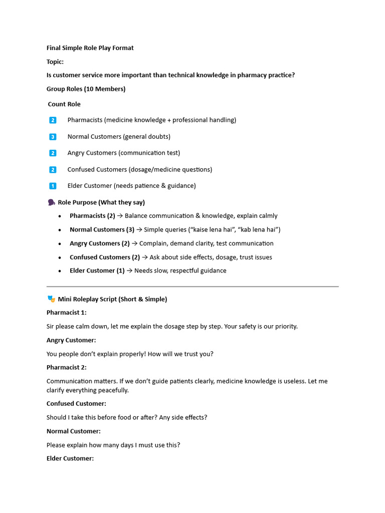 Simple Role Play Format | PDF