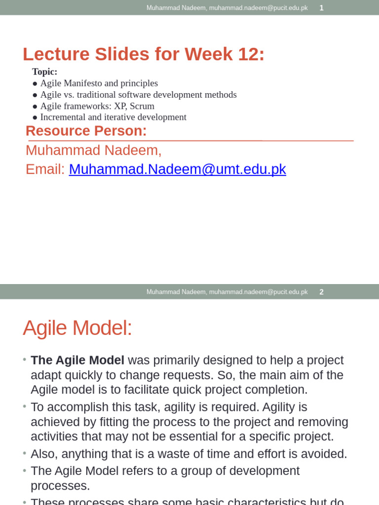 SE Lec Slides For Week 12 Agile and Incremental Models | PDF | Agile ...