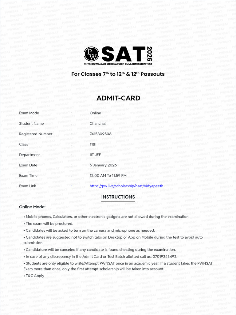 Admit Card | PDF