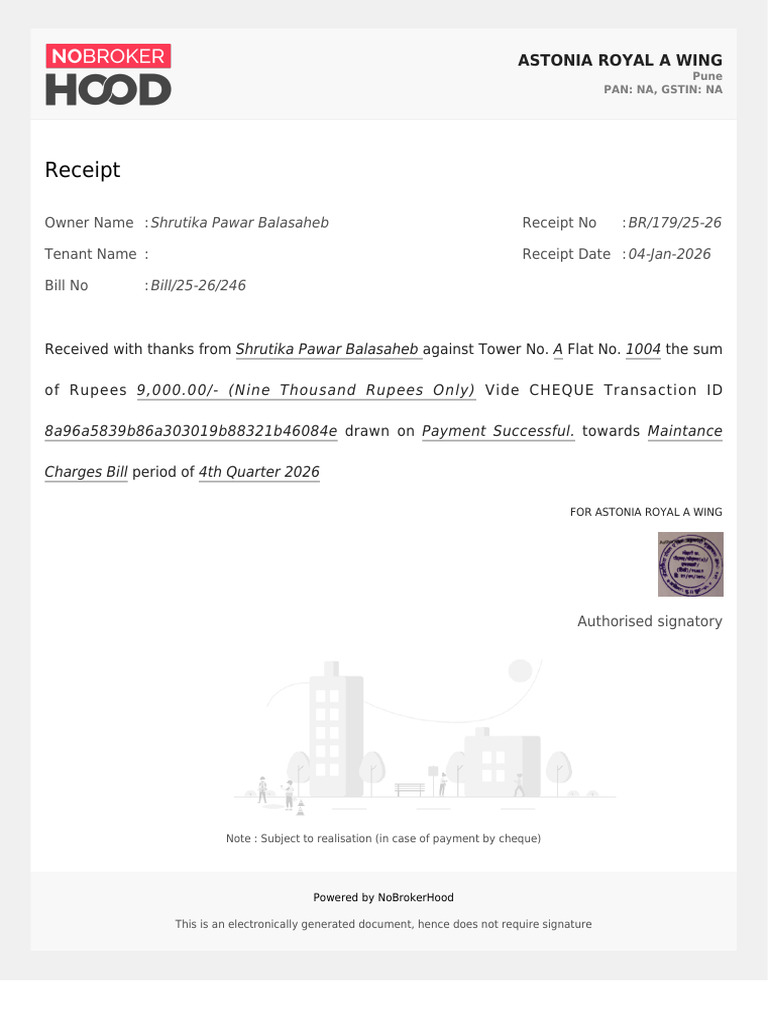 A Wing Maintenance Receipt - Astonia Royal | PDF