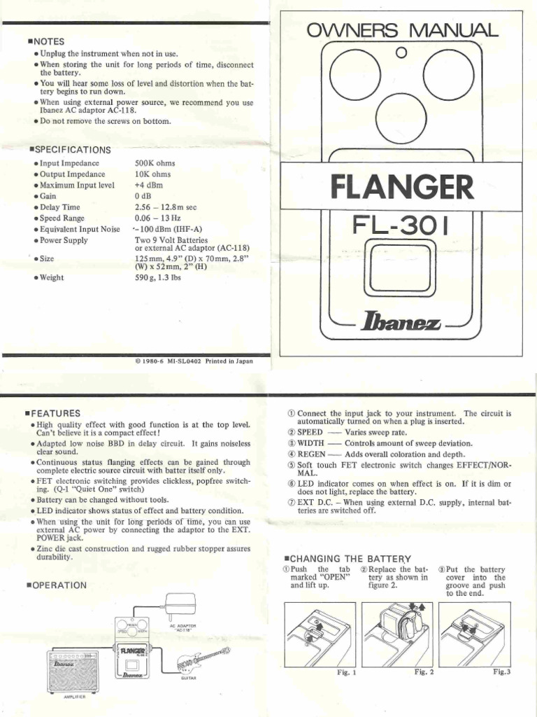 Ibanez FL301 Manual 1 | PDF