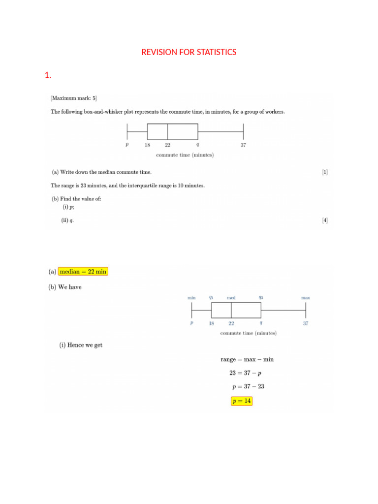 Revision for Statistics | PDF