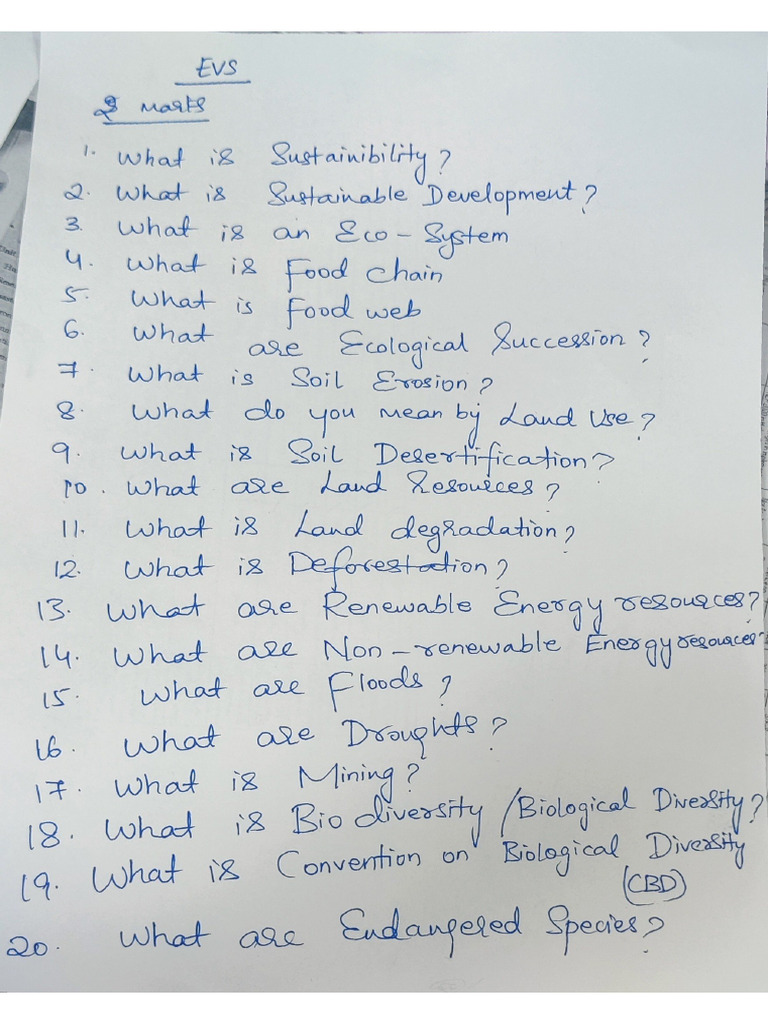 EVS 2 Mark Questions | PDF