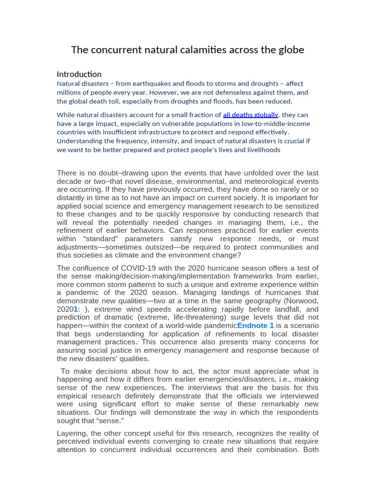Global Impact of Concurrent Disasters | PDF | Natural Disasters ...