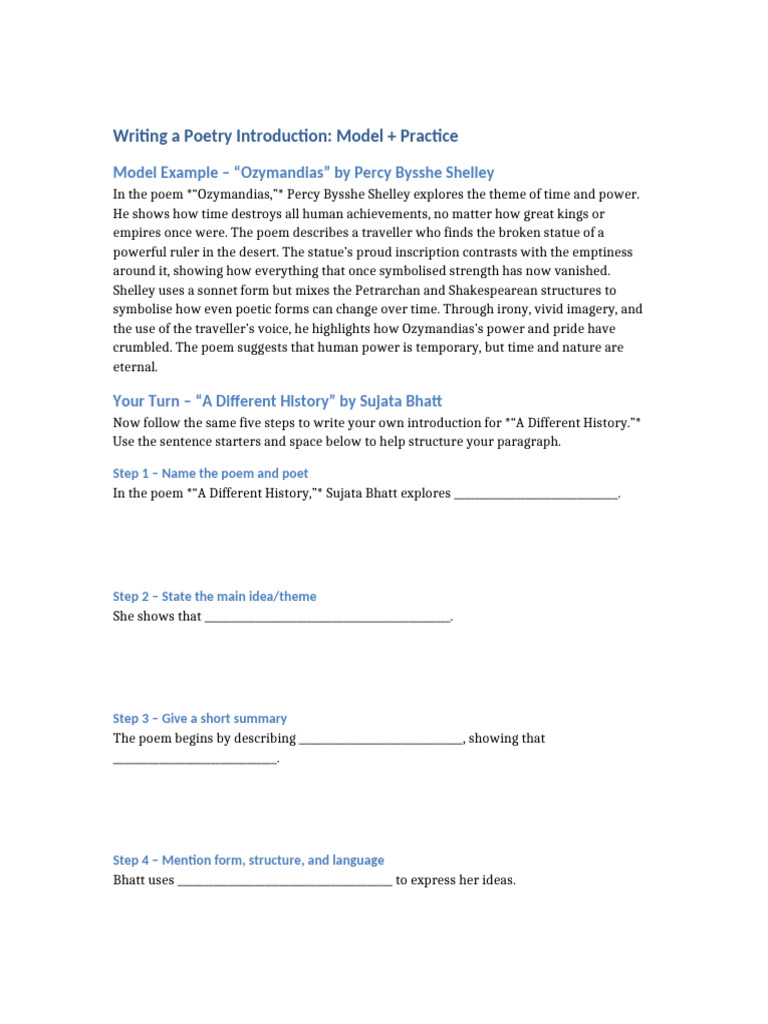 Poetry Introduction Worksheet | PDF