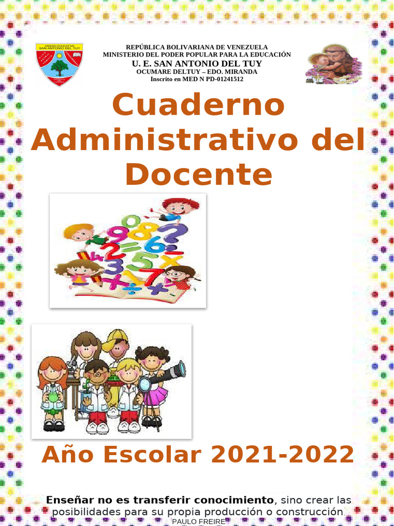 Cuaderno Administrativo Docente 2021-2022 | PDF