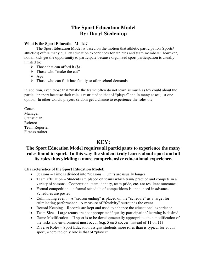 Understanding the Sport Education Model | PDF | Sports | Referee