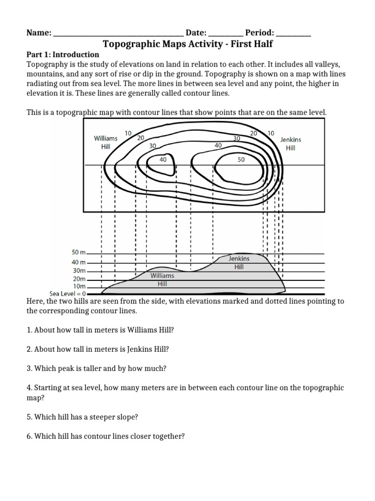 Topographic Maps Activity Guide | PDF | Contour Line | Topography