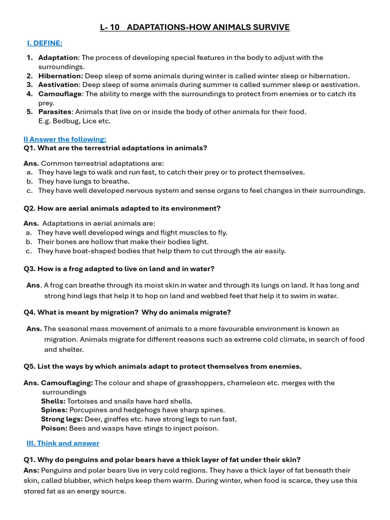L-10 Adaptations-How Animals Survive | PDF | Frog | Zoology
