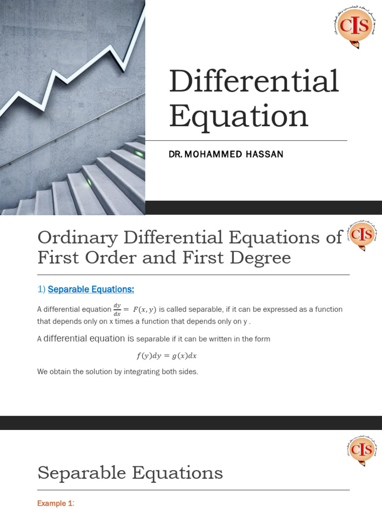 First Order Differential Equation Separable Equations | PDF | Equations ...