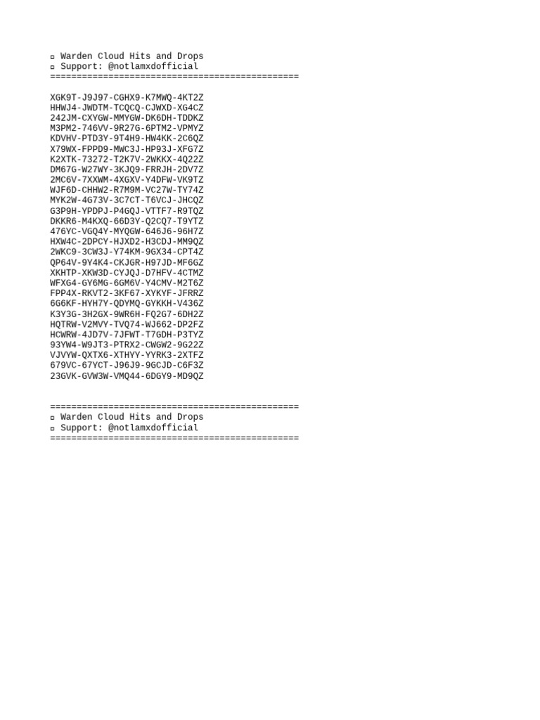 Warden Cloud Hit and Drop Codes | PDF
