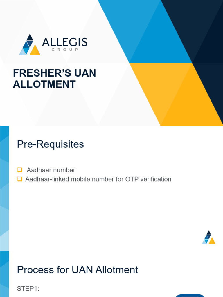 UAN Allotment Process for Freshers | PDF