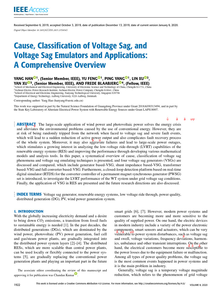 Cause Classification of Voltage Sag and Voltage Sag Emulators and ...