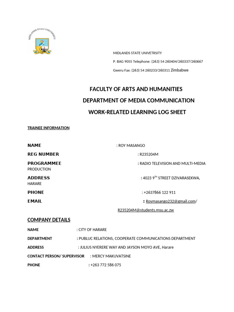ROY Masango Work Related Logbook | PDF | Communication | Human ...