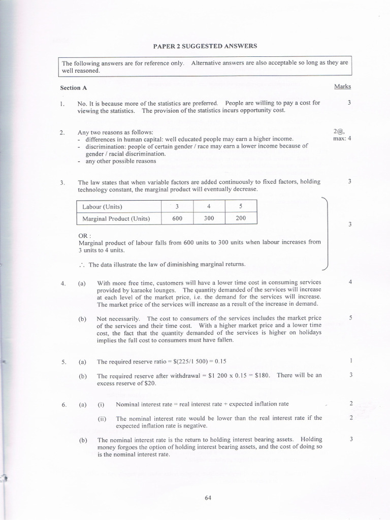 Econ Paper 2 Suggested Answer-Eng | PDF