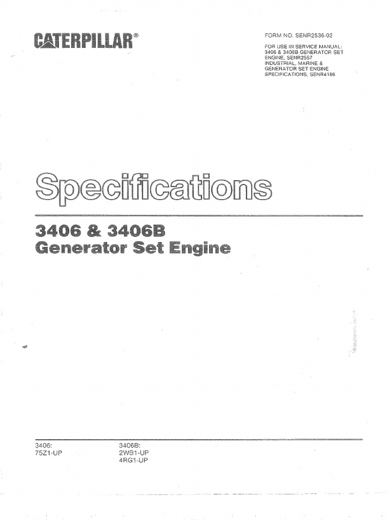 3406 & 34068 Generator Set Engine Manual | PDF | Mechanical Engineering ...