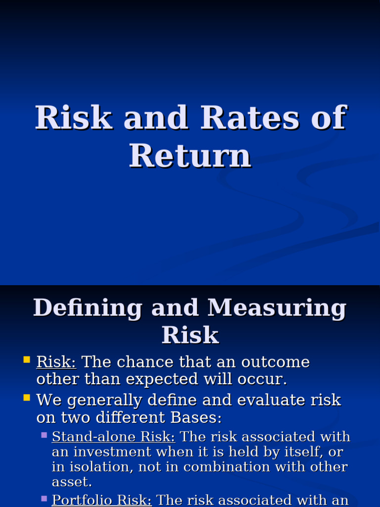 Risk and Rates of Return | PDF | Financial Risk | Diversification (Finance)