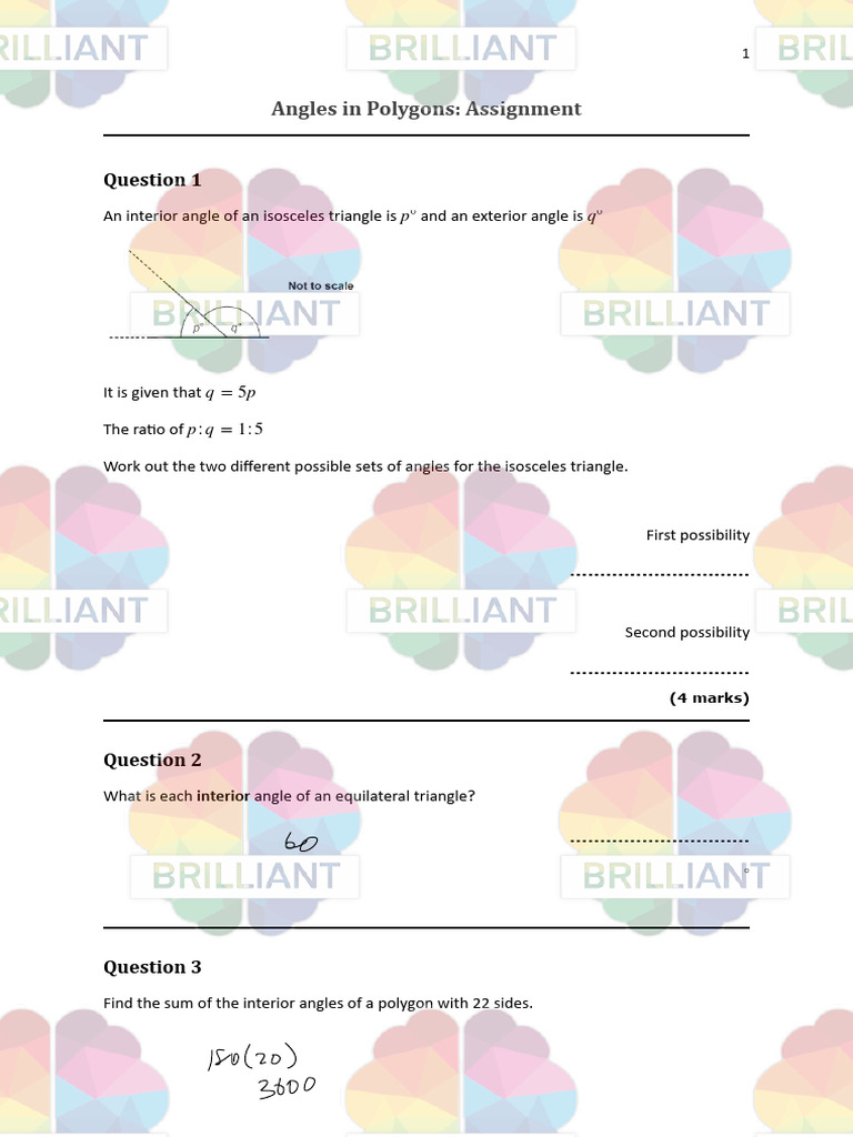 Angles in Polygons Assignment Guide | PDF | Triangle | Polygon