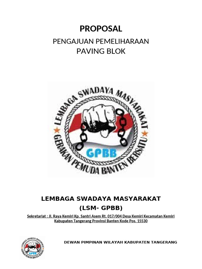 Proposal Pemeliharaan Paving Block Tangerang | PDF