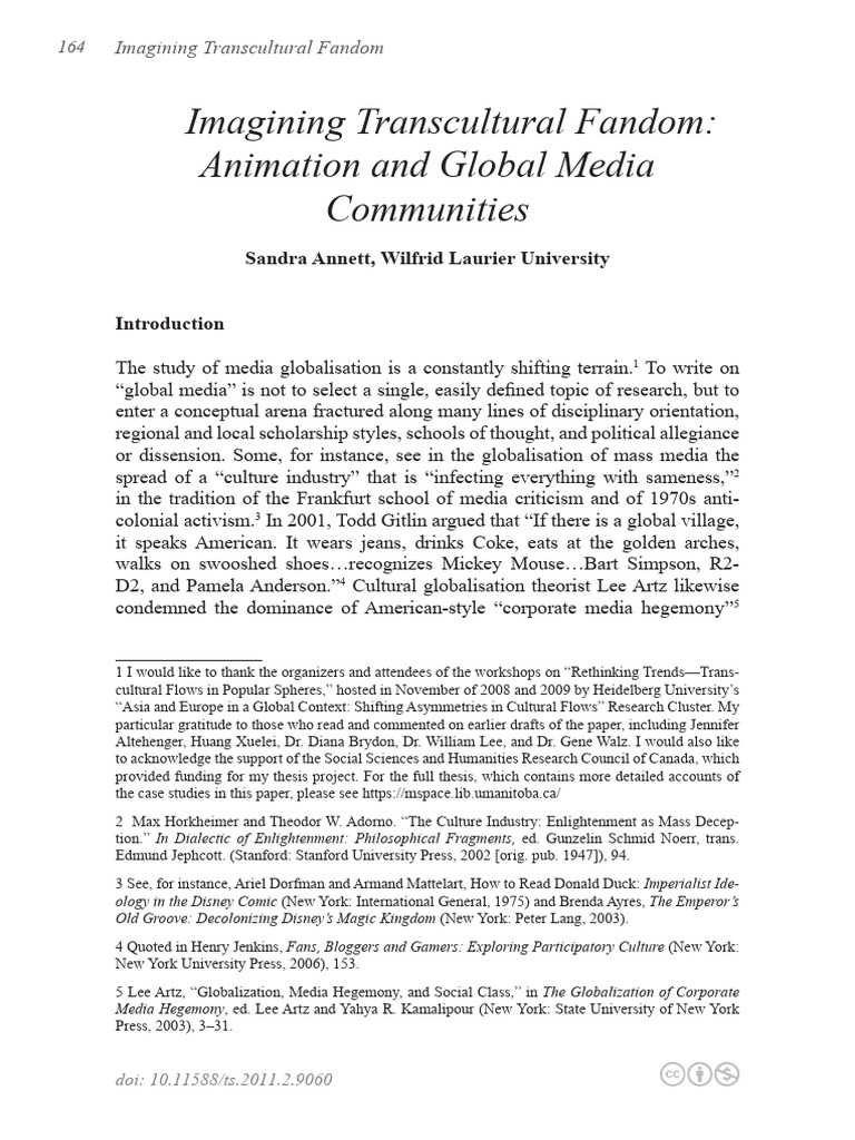 Animation and Global Media Comunities | PDF | Anime | Globalization
