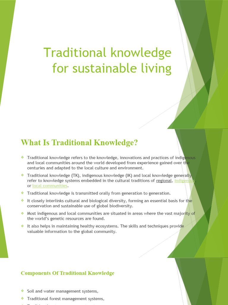 Traditional Knowledge for Sustainable Living | PDF | Traditional ...