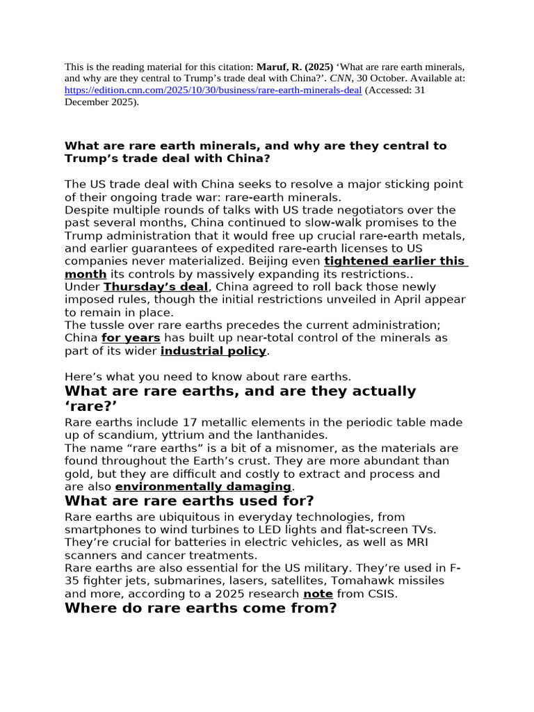 CAT 2 - What Are Rare Earth Minerals, And Why Are They Central to Trump ...