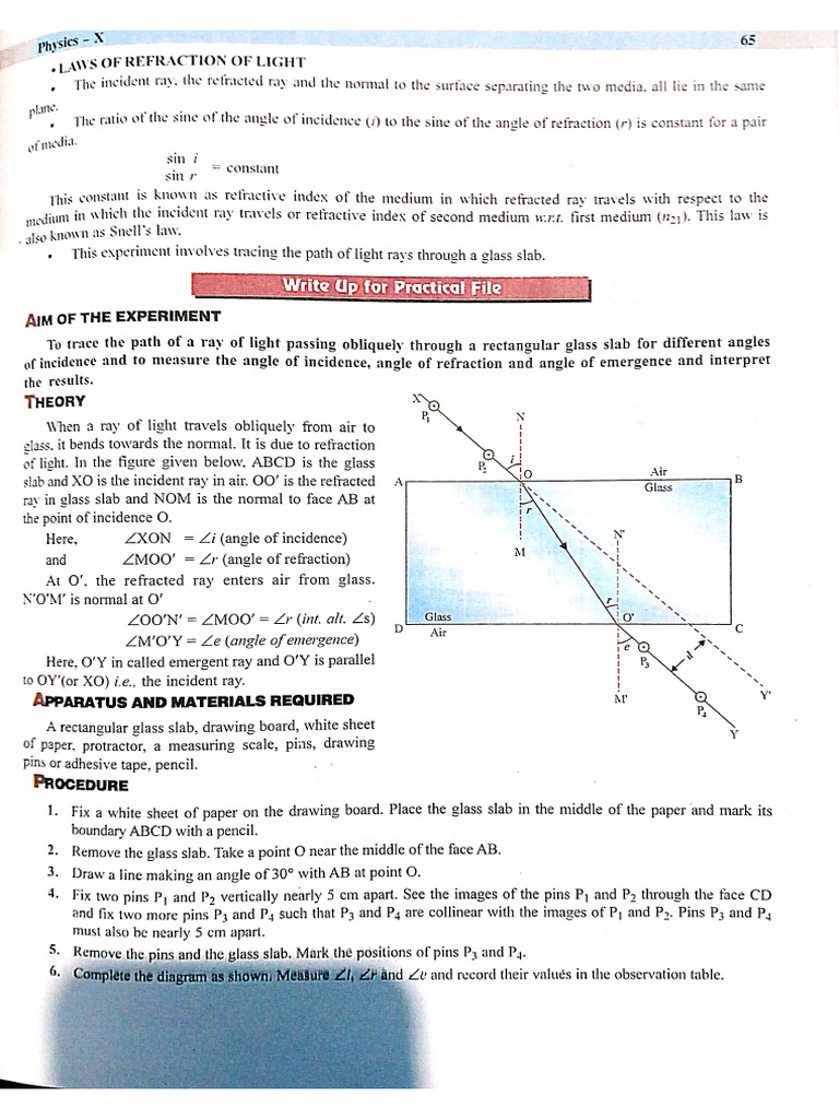 Experiment 3 Refraction Through Glass Slab | PDF