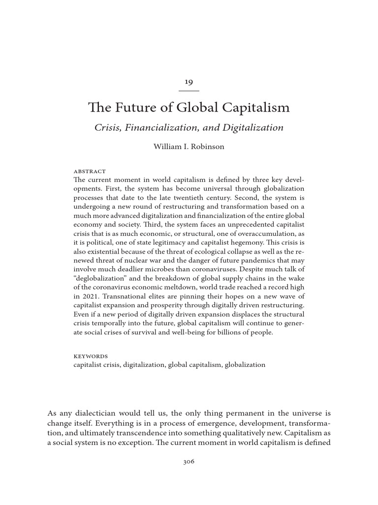 Future of Global Capitalism: Crisis & Change | PDF | Capitalism ...