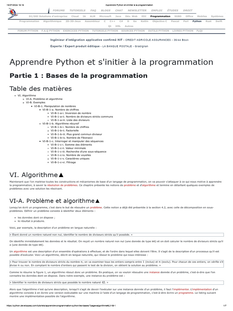 Apprendre Python Vet S'initier À La Programmation | PDF | Python ...