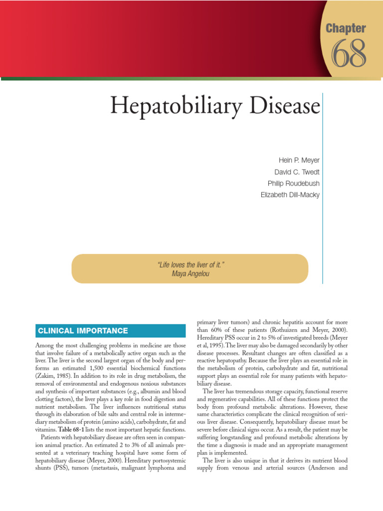 Chapter 68 - Hepatobiliary Disease PDF | PDF | Liver | Alanine Transaminase