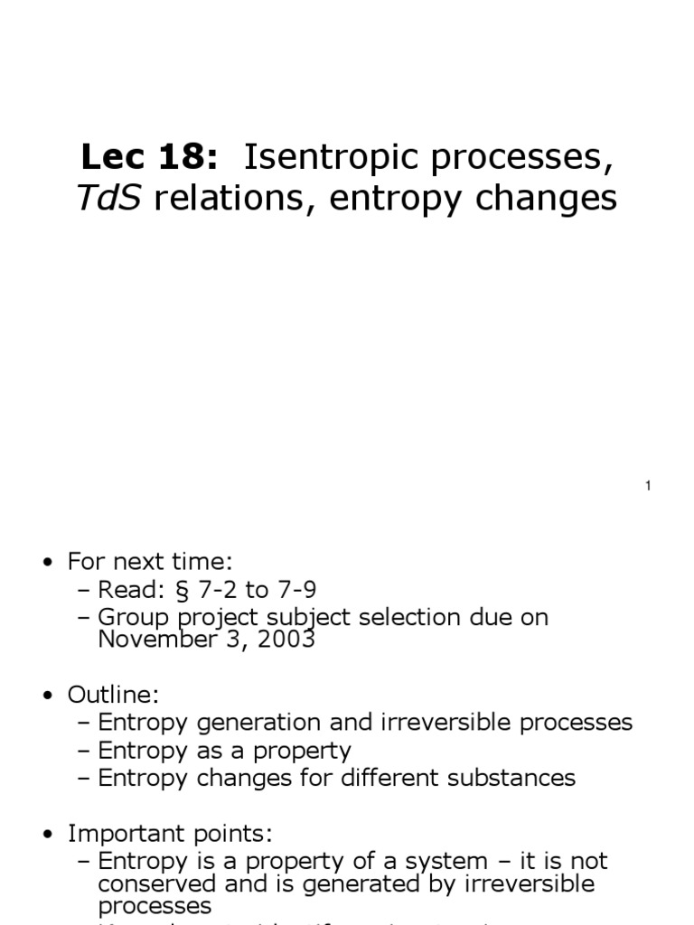 Isentropic Process | PDF | Entropy | Second Law Of Thermodynamics